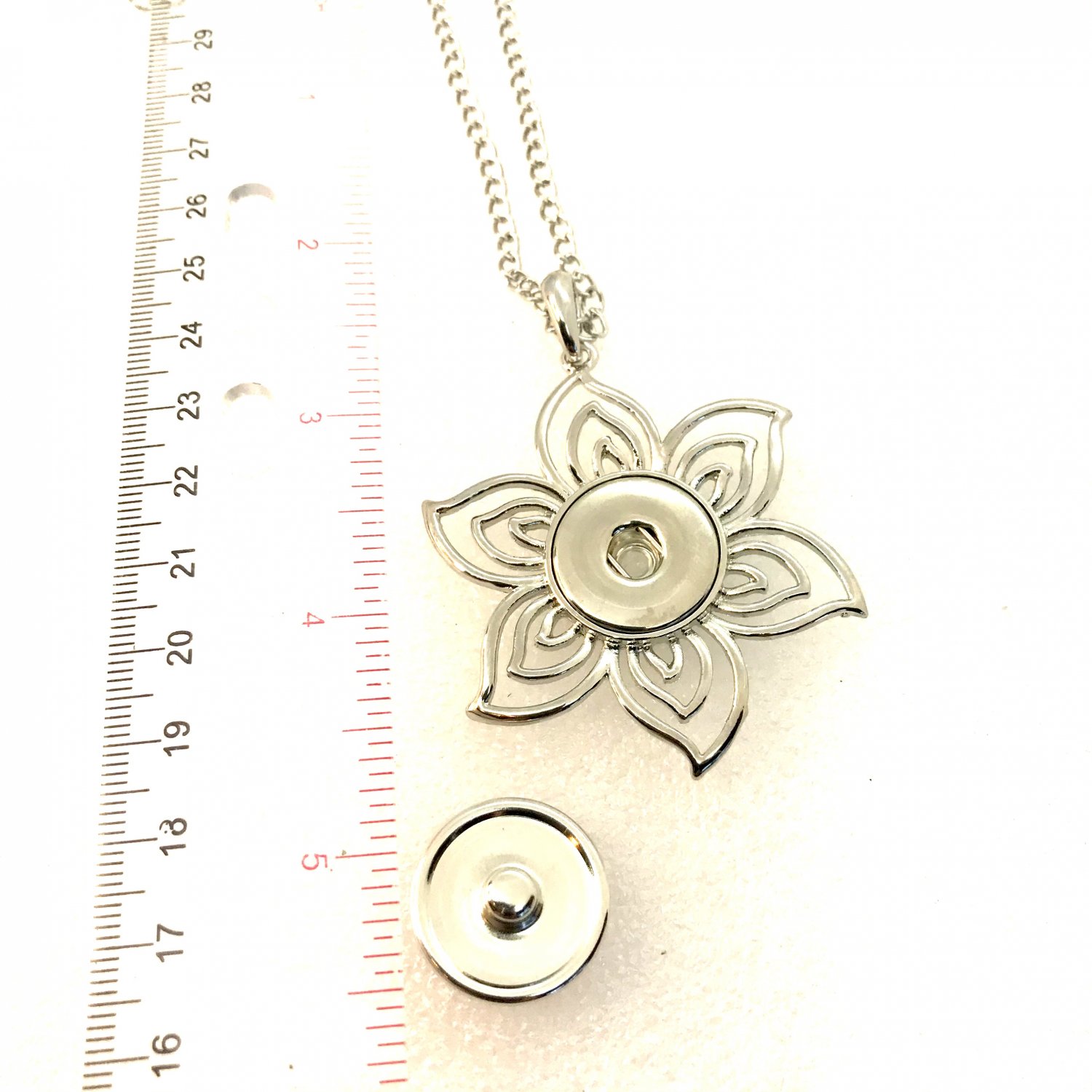 Flower Pendant 20mm handmade Snap Necklace 18mm Snap Jewelry
