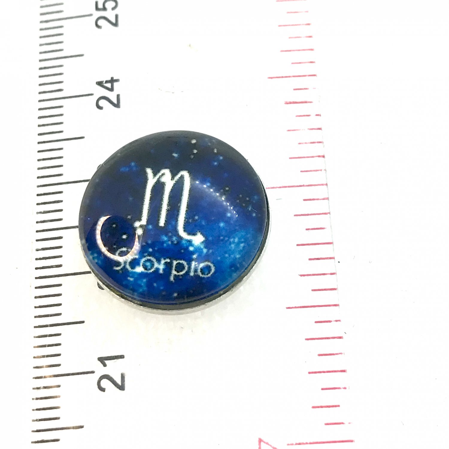 Snap 20mm blue Zodiac Scorpio glow in the dark