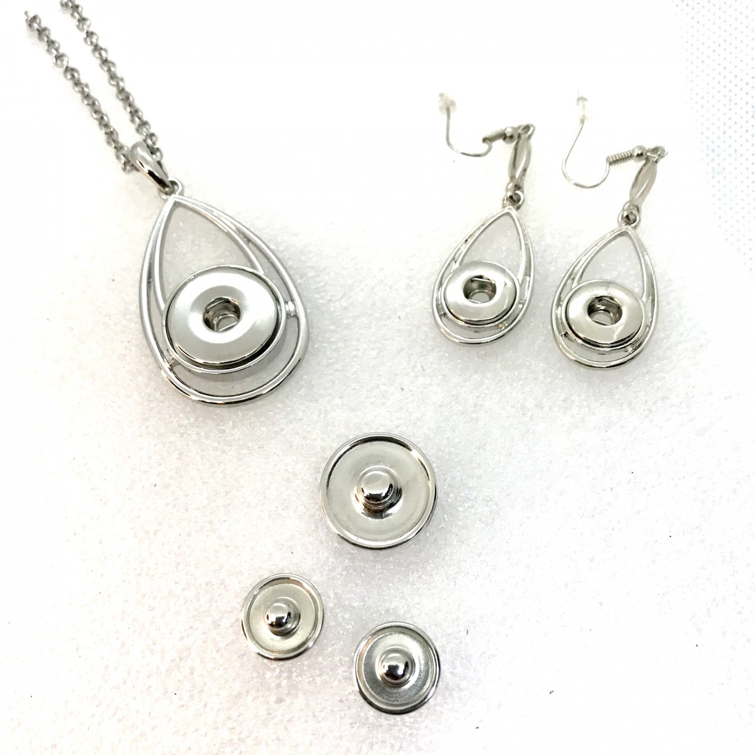 Set Handmade 12mm snap Earrings and 20mm snap Pendant Stainless Steel