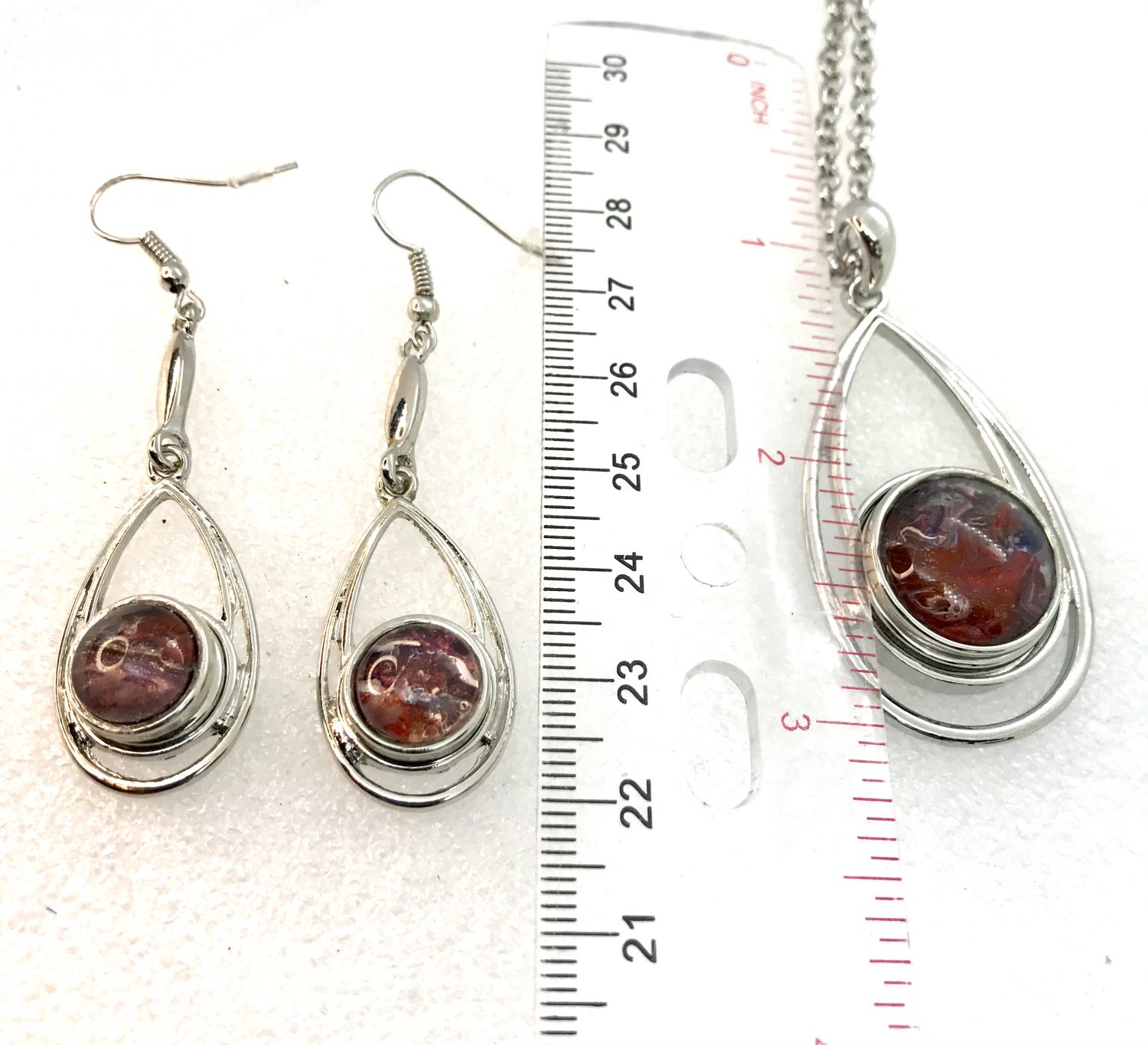 Set Handmade 12mm snap Earrings and 20mm snap Pendant Stainless Steel