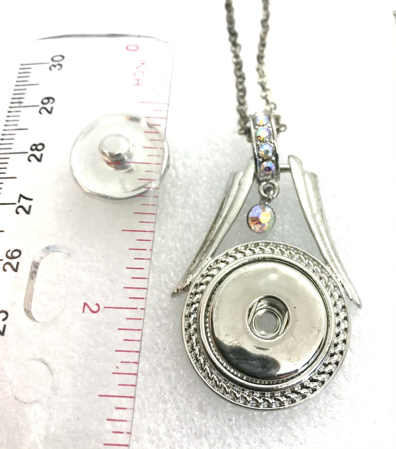 Rhinestones Pendant 20mm handmade Snap Necklace 18mm Snap Jewelry