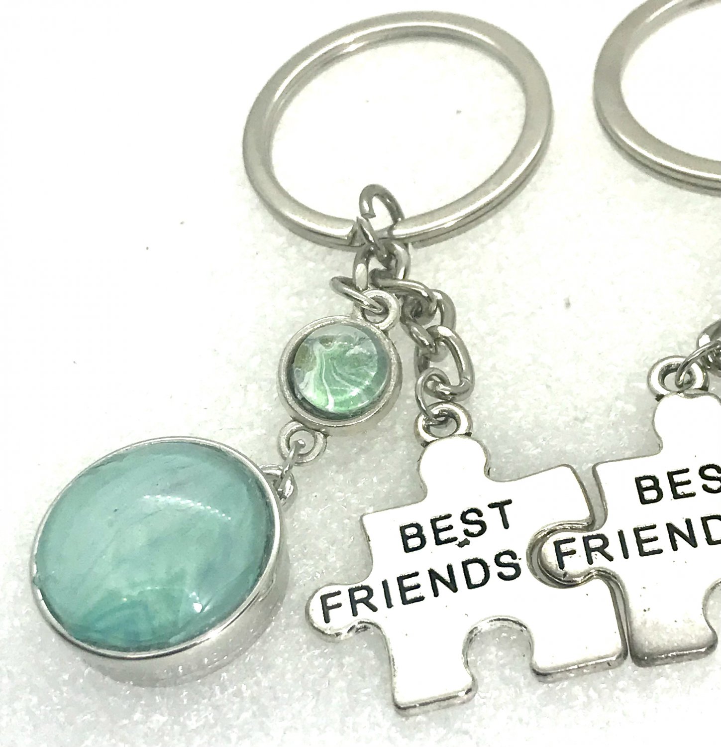 Handmade pair of Keychains Best Friends with charms and 20mm snaps