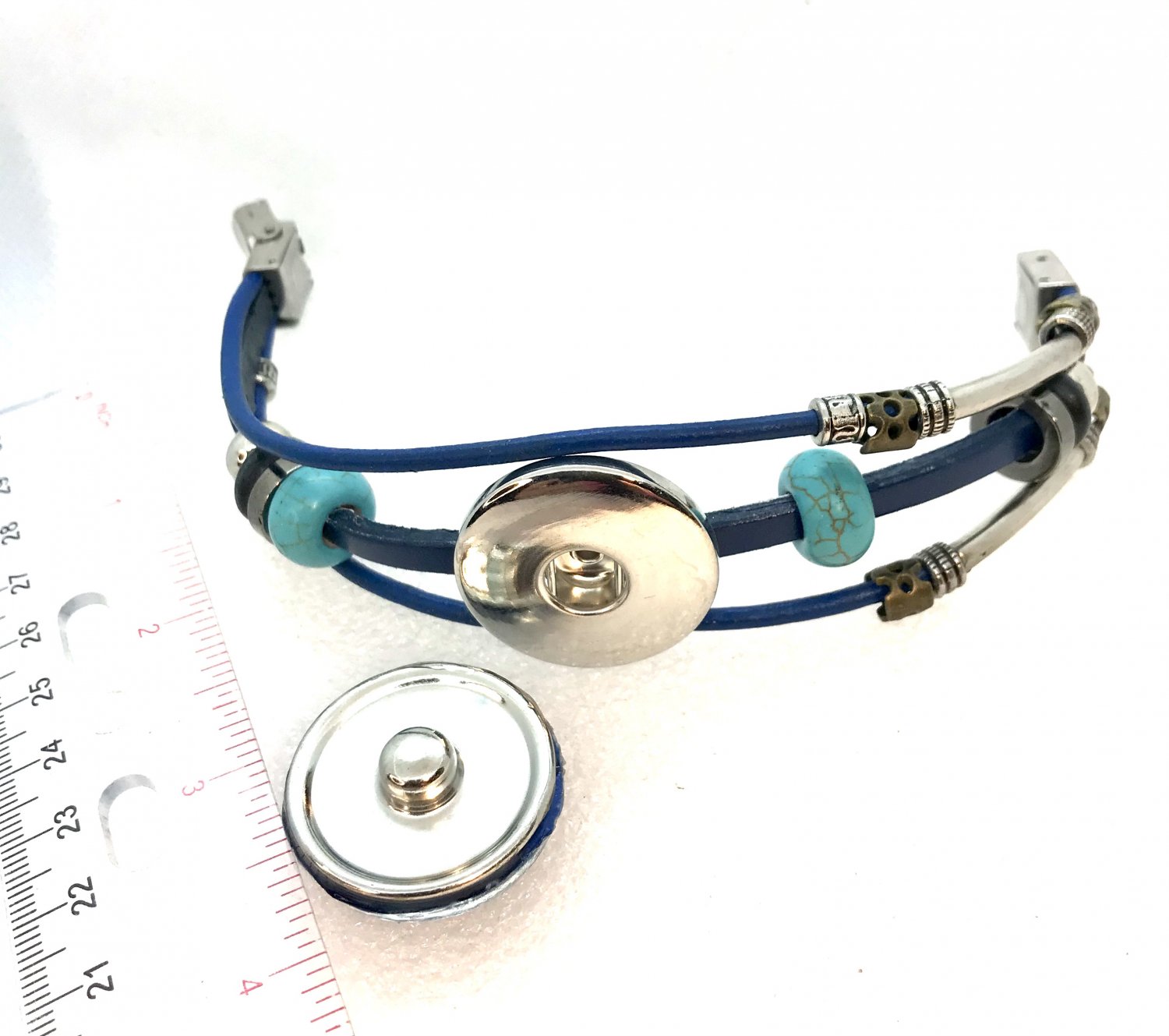 Leather Snap Bracelet handmade 30mm Snap