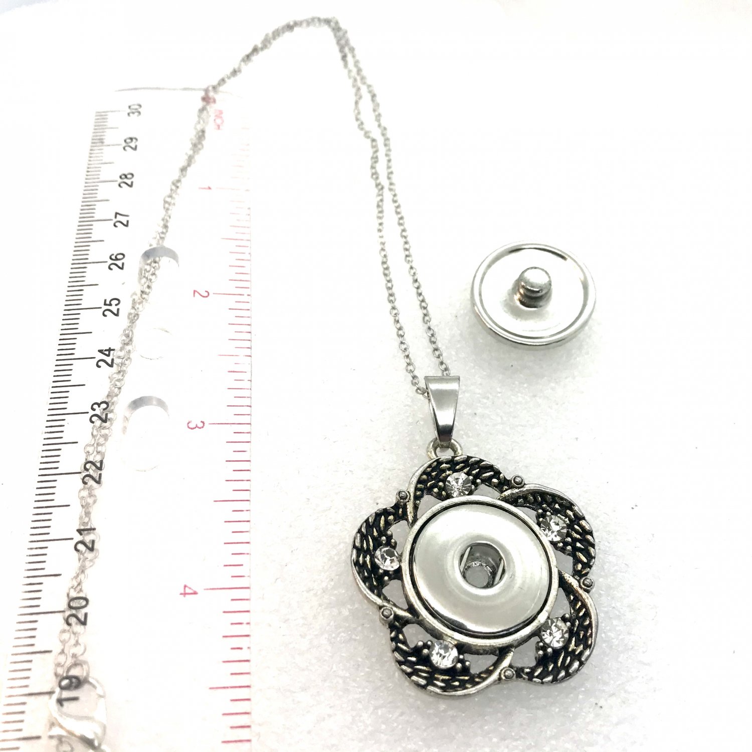 Flower Pendant 20mm handmade Snap Necklace 18mm Snap Jewelry