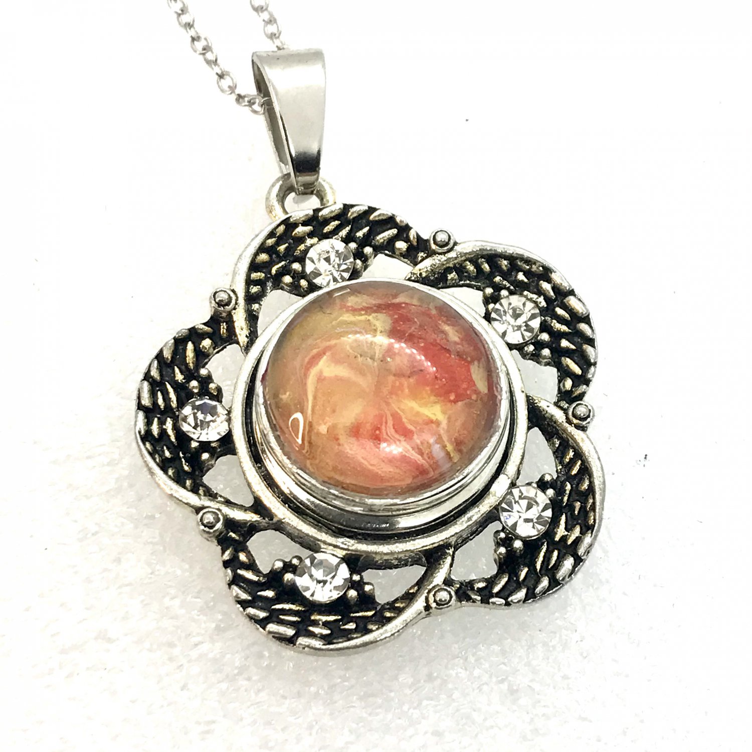 Flower Pendant 20mm handmade Snap Necklace 18mm Snap Jewelry