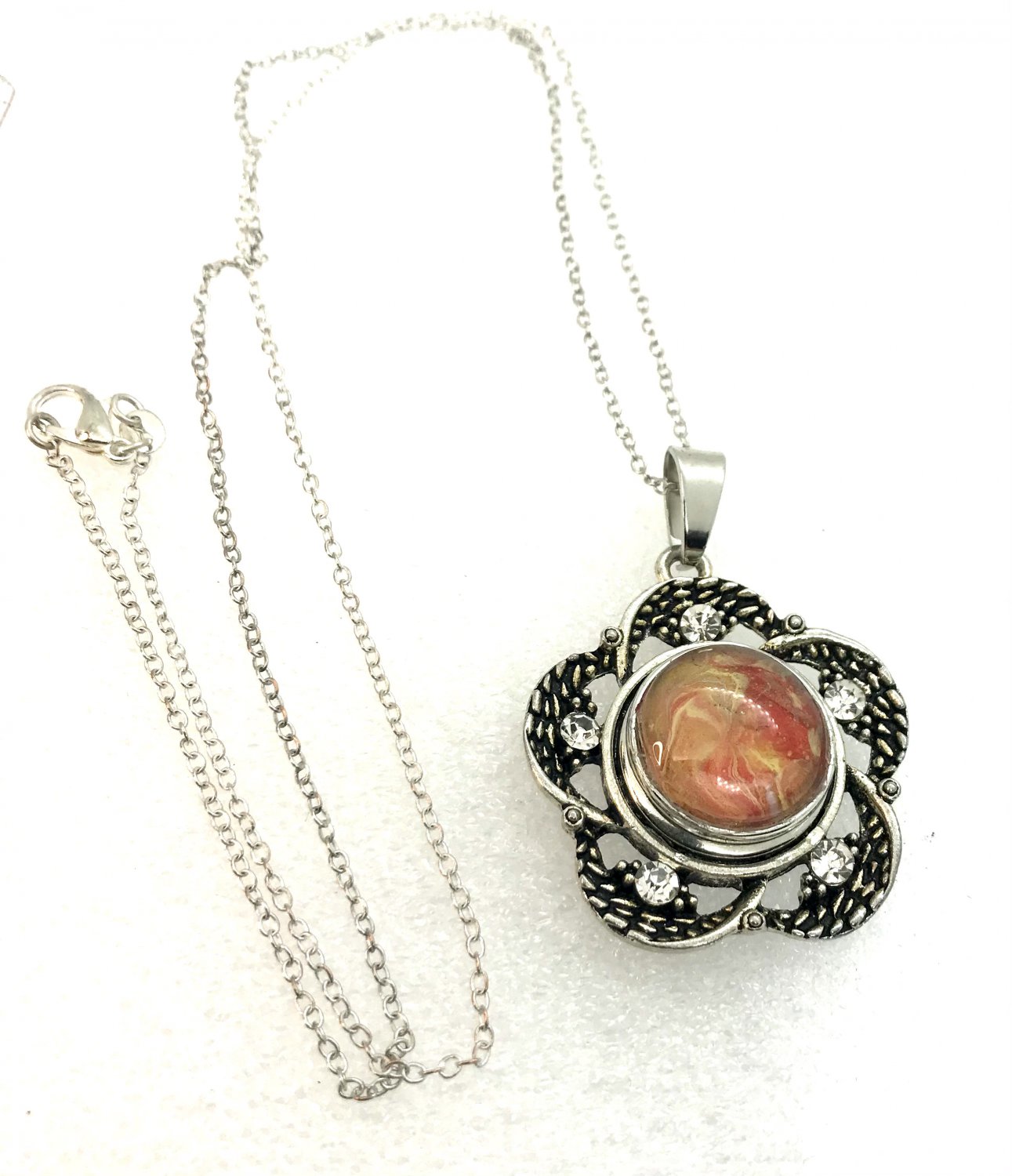 Flower Pendant 20mm handmade Snap Necklace 18mm Snap Jewelry