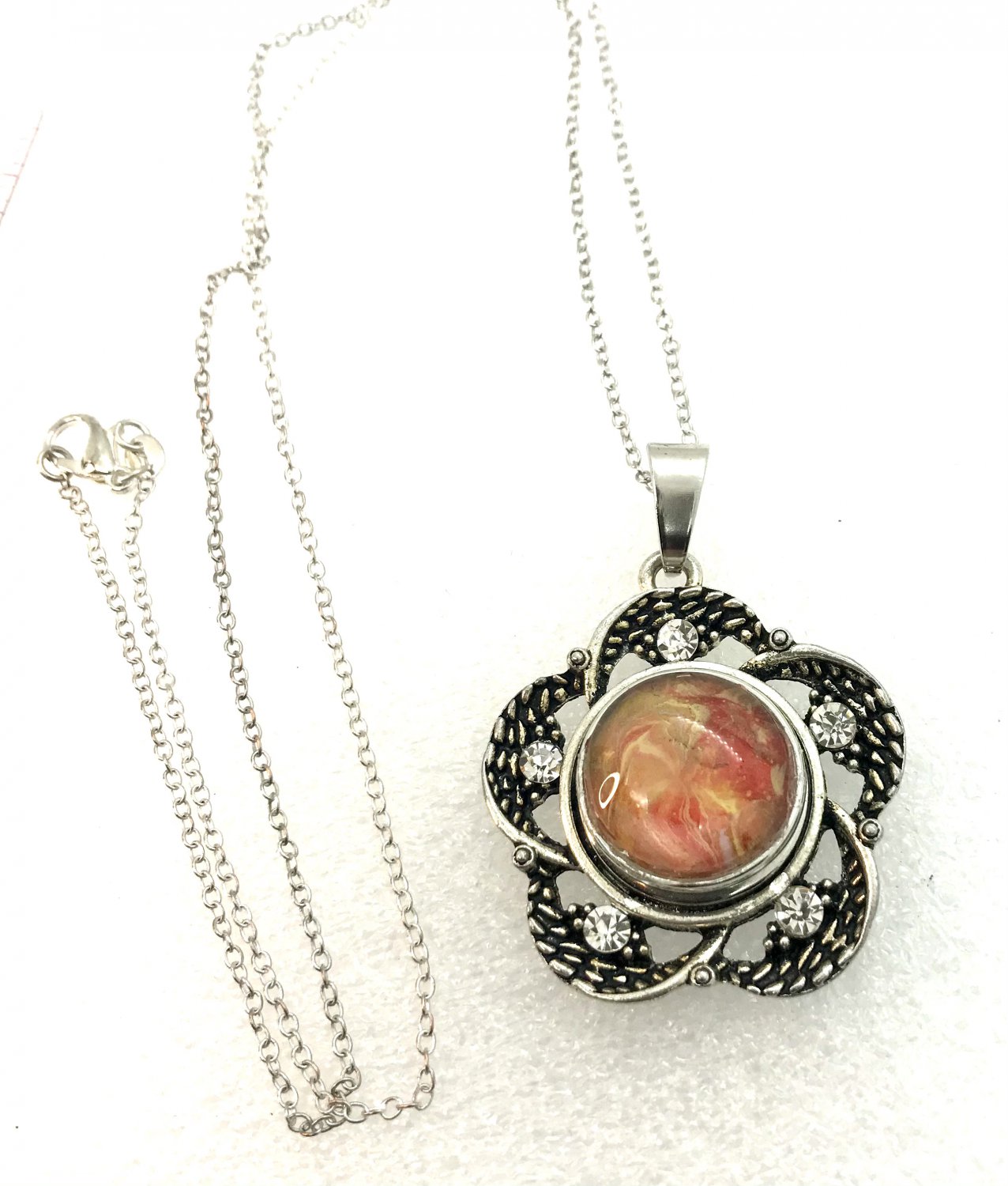 Flower Pendant 20mm handmade Snap Necklace 18mm Snap Jewelry