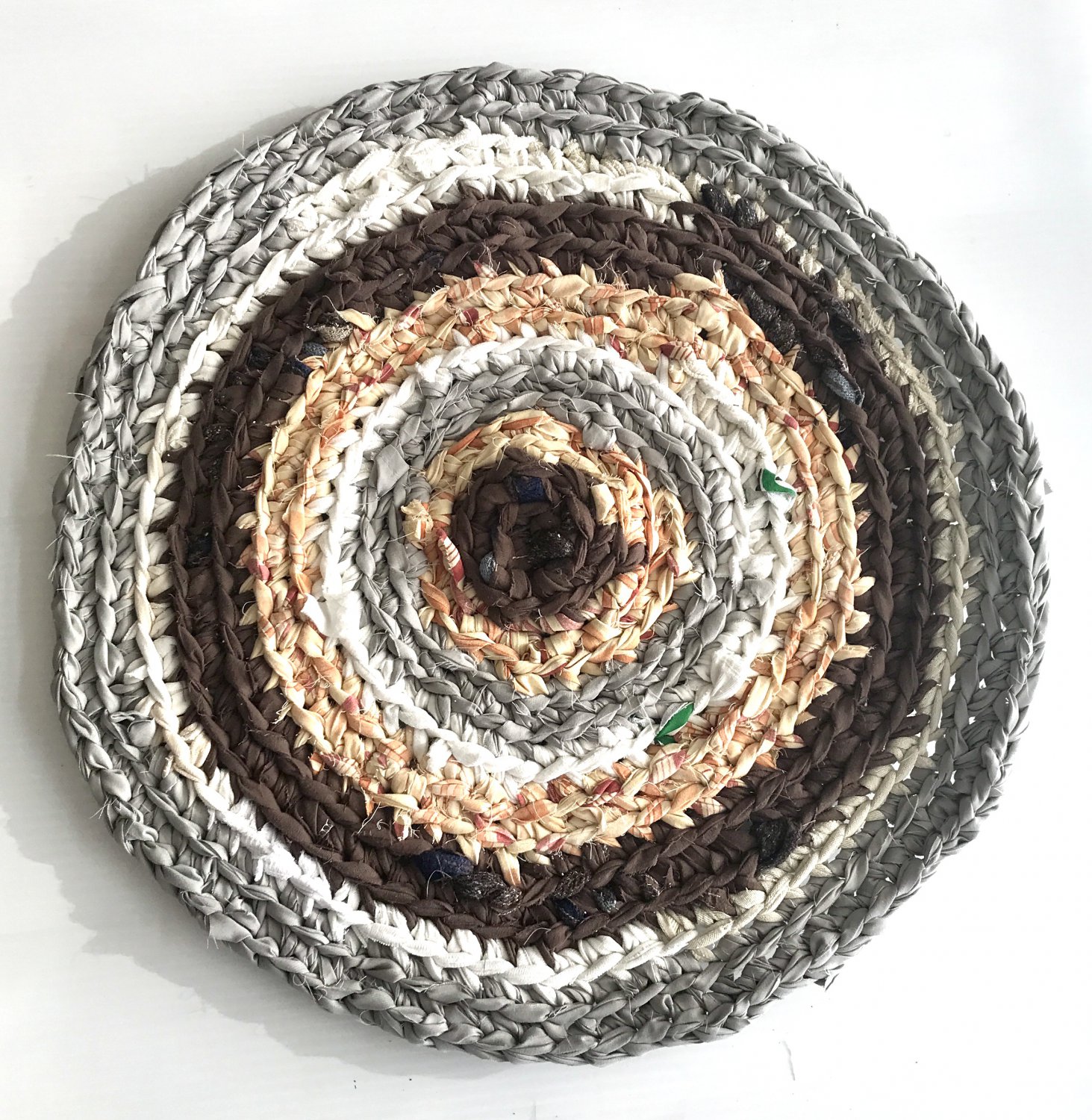 Handmade round crocheted bathroom bedroom or kitchen Rag rug from ...