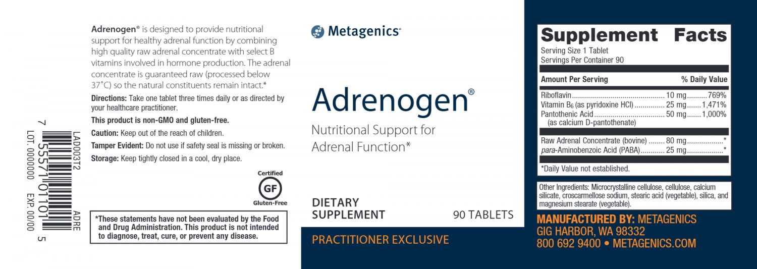 Metagenics Adrenogen 90 tablets - 14 B Day Ship