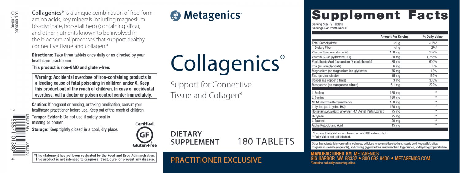 Metagenics Collagenics 180 Tablets - 14 B Day Ship