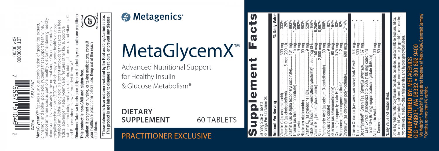 Metagenics MetaGlycemX 60 Tablets - 14 B Day Ship
