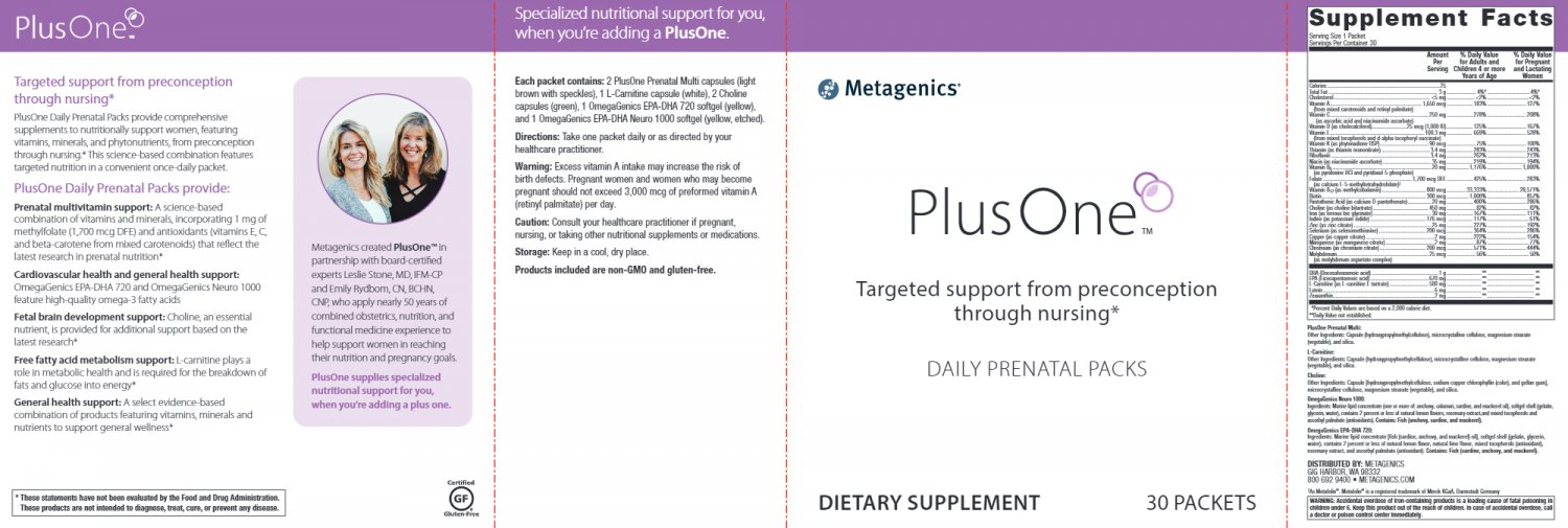 Metagenics Plus One Daily Prenatal 30 packets - 14 B Day Ship