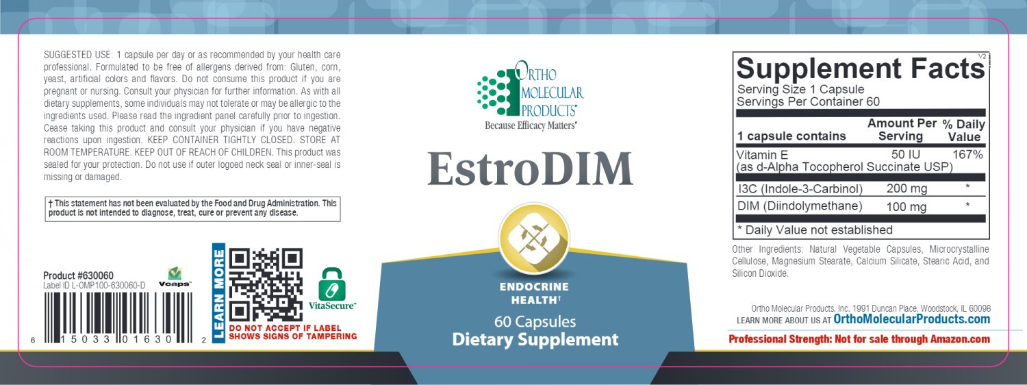 Ortho Molecular EstroDIM 60 Capsules - 14 B Day Ship