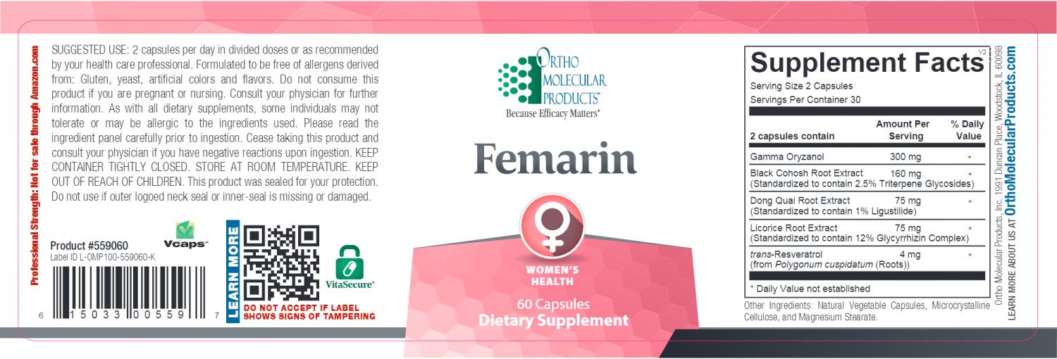 Ortho Molecular Femarin 60 Capsules - 14 B Day Ship