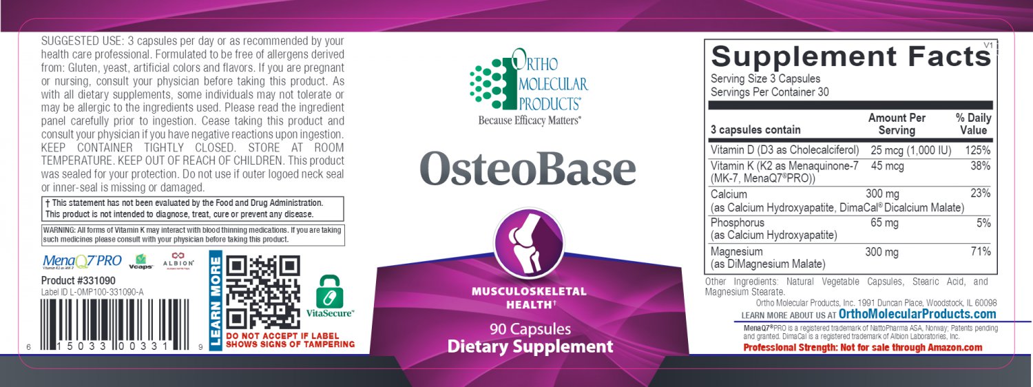 Ortho Molecular OsteoBase 90 Capsules - 14 B Day Ship