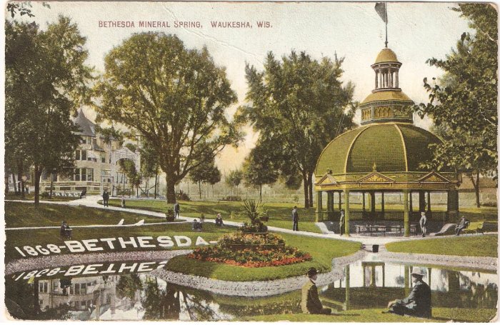 Bethesda Mineral Spring Waukesha Wisconsin vintage postcard