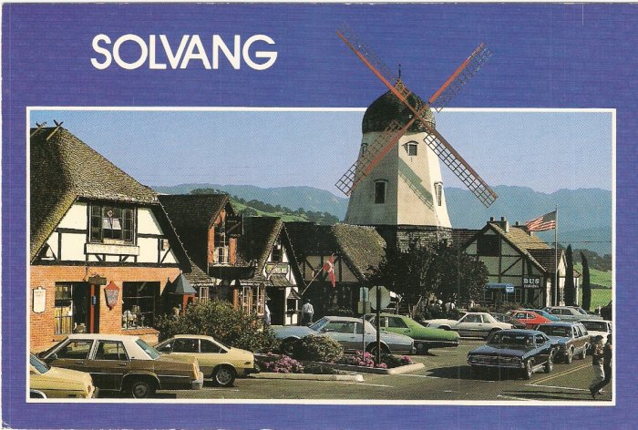 Solvang Alisal Windmill Danish town California vintage postcard