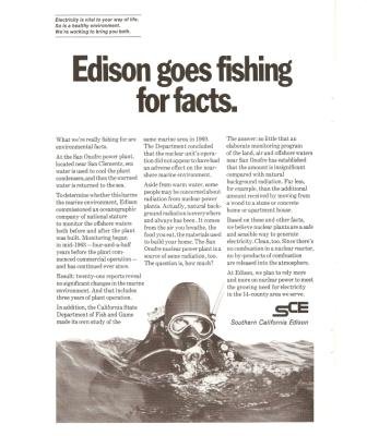 Southern California Edison Vintage Ad 1971 Goes Fishing