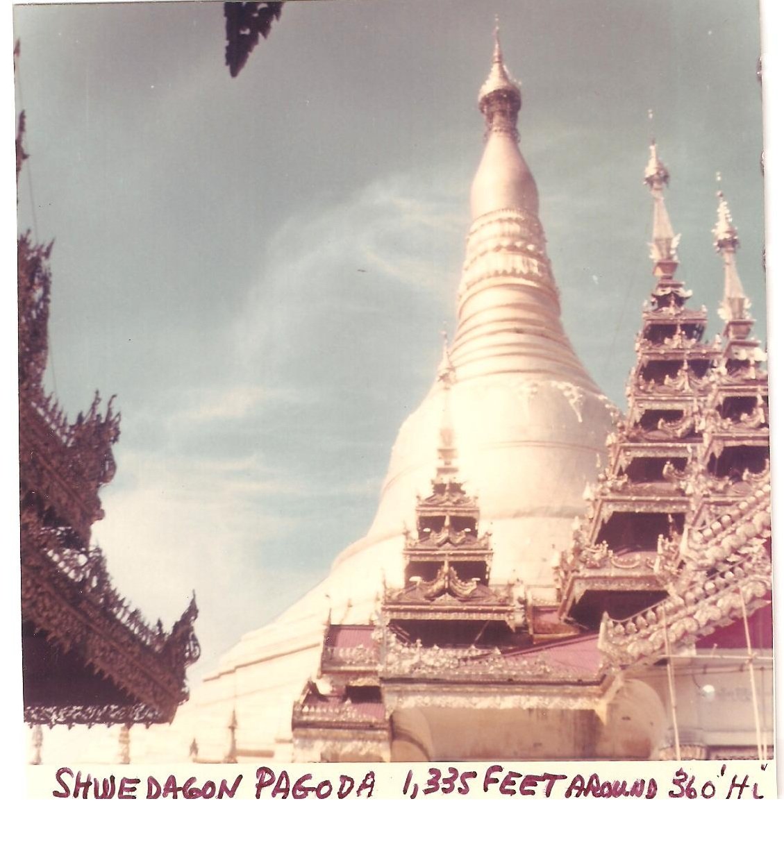 Vintage Photograph Burma Shwe Dagon Pagoda 1335 ft 1968 Myanmar