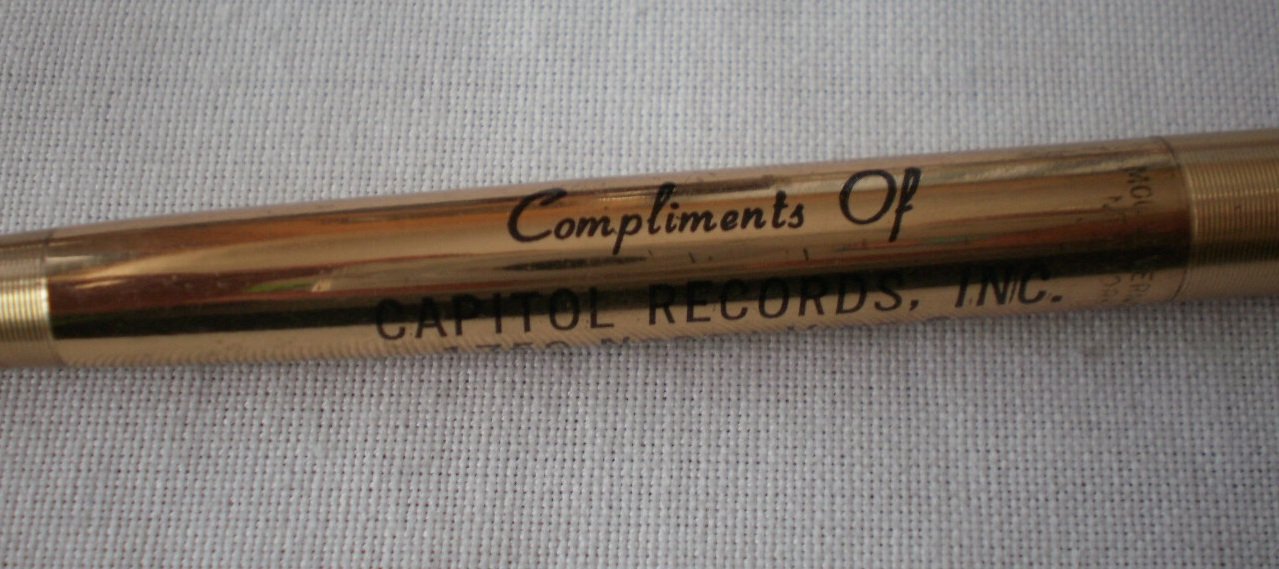 Vintage Pen Advertising Capitol Records Los Angeles Unipeco Goldtone
