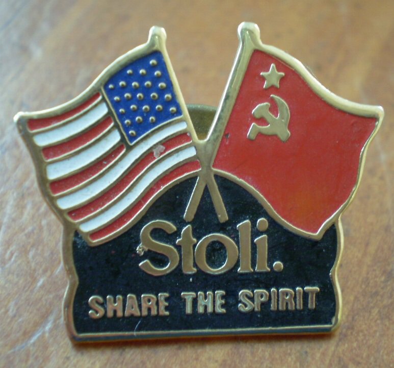 US Russian Flag Pin Stoli Vodka Share The Spirit Stolichnaya American