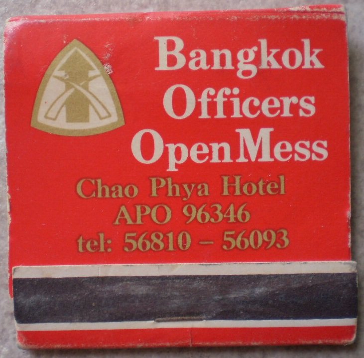 Vintage Matchbook Bangkok Officers Open Mess Chao Phya Hotel Matches