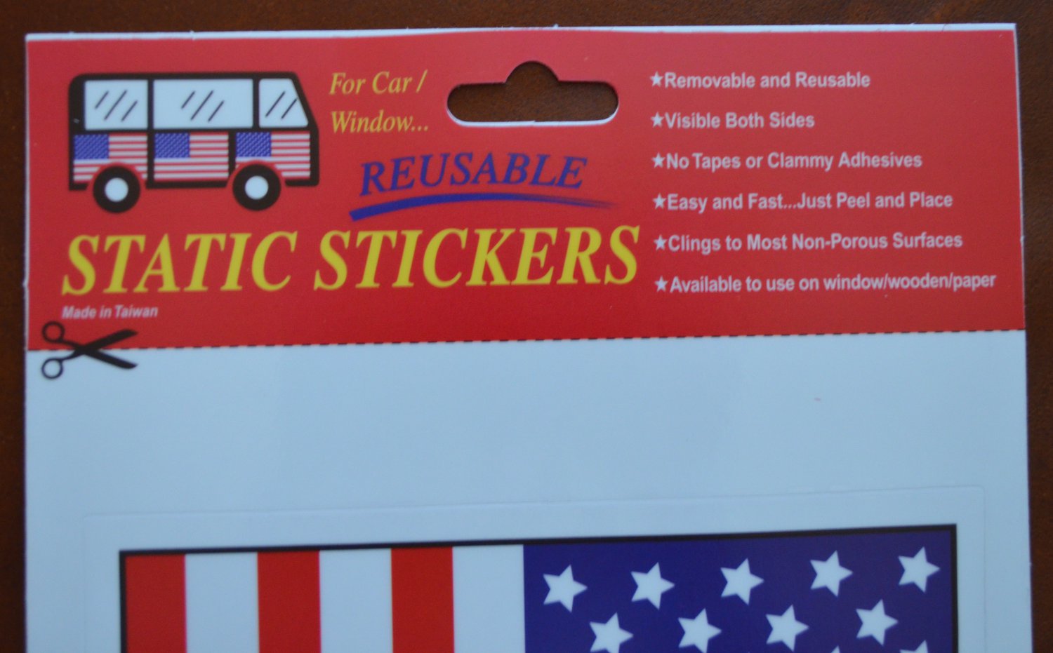 American Flag Static Stickers Car Window USA Old Glory 7.75x5.25 Cling ...