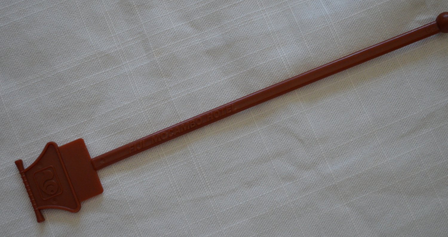 Fiji Mocambo Hotel Swizzle Stick Stirrer Vintage Brown Plastic