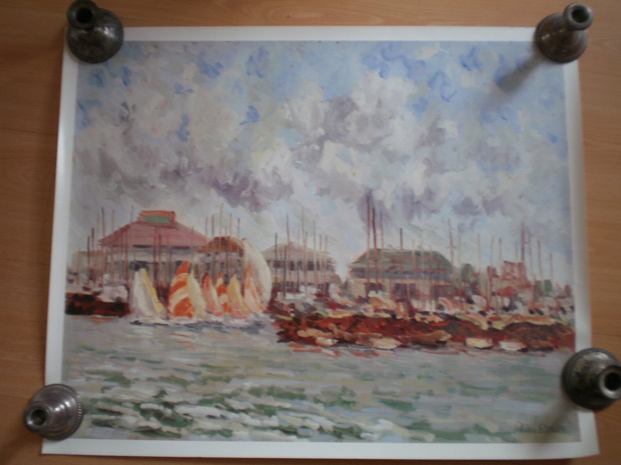 Harvey E Bowen Poster Print Seascape Sail Boats Ocean 25.75 x 31.5