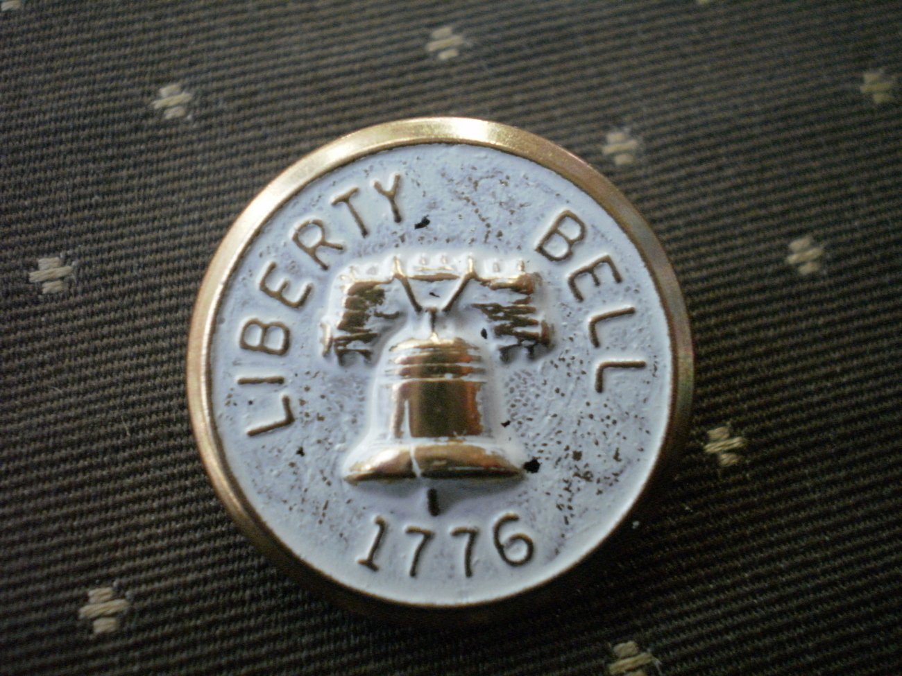 Liberty Bell 1776 Metal Button Self Shank Gold White 7/8in Lot 2