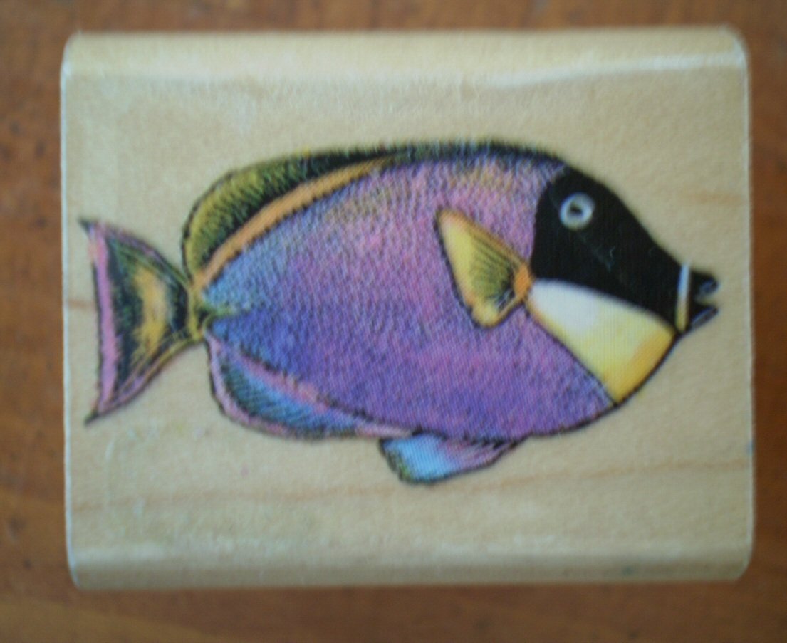 Tropical Fish Rubber Stamp 490D All Night Media Wood Mounted 1986