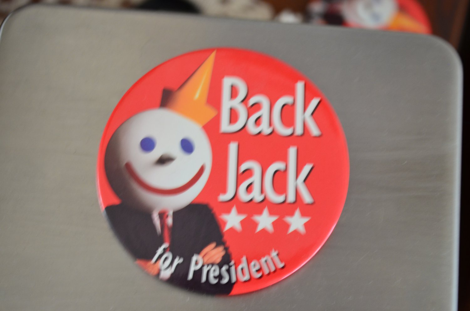 Back Jack For President Button Pin Election Restaurant Pinback JIB Jack ...