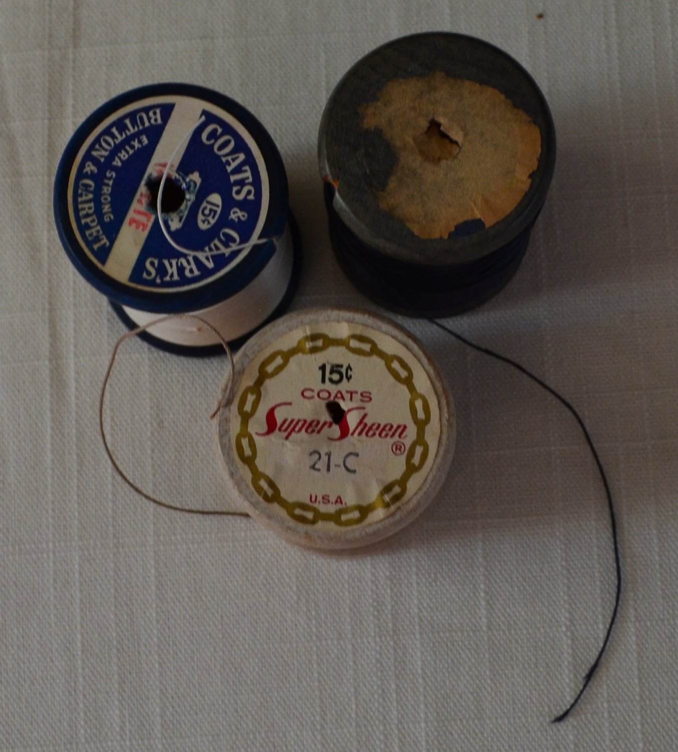 Lot 3 Vintage Button and Carpet Thread Wooden Spools Coats & Clarks ...