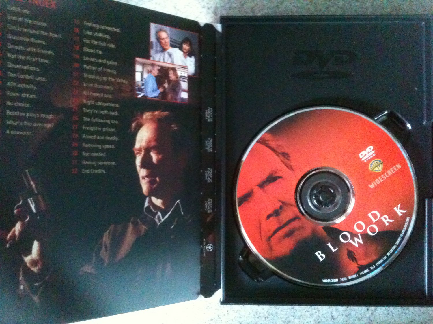 Blood Work (DVD, 2002, Widescreen) LIKE NEW disc. Clint Eastwood, Jeff ...