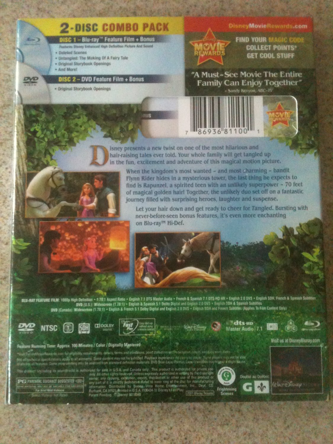 Tangled (Blu-ray/DVD, 2011, 2-Disc Set) LIKE NEW w/ Slipcover! Disney ...