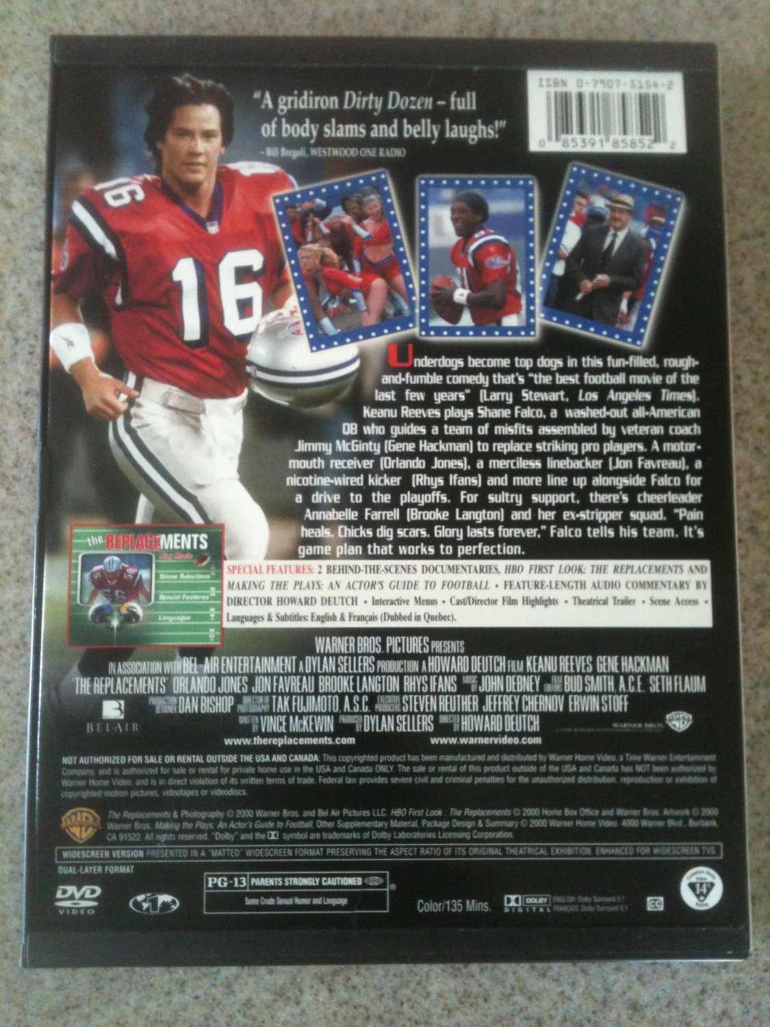 The Replacements (DVD, 2000, Widescreen) LIKE NEW, Keanu Reeves, Gene ...