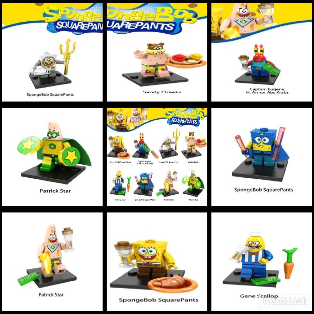 SPONGEBOB SQUAREPANTS MINIFIGURE SET OF 8 - PATRICK MR KRABS SANDY ...