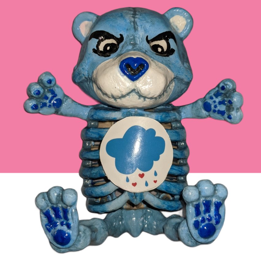 'Grumpy Bear' Care Bear Skeleton - One-of-a-Kind Hand-Painted Collectible
