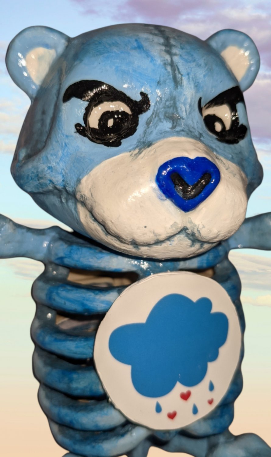 'Grumpy Bear' Care Bear Skeleton - One-of-a-Kind Hand-Painted Collectible