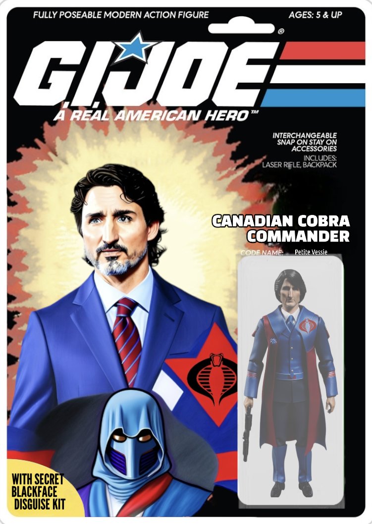 CANADIAN COBRA COMMANDER • Justin Trudeau GI Joe Parody • 3½" Vinyl Sticker