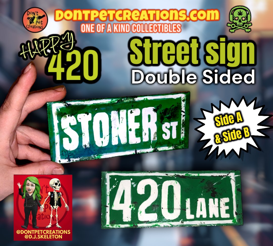Stoner Street & 420 Lane Double-Sided Wooden Hand-Painted Sign