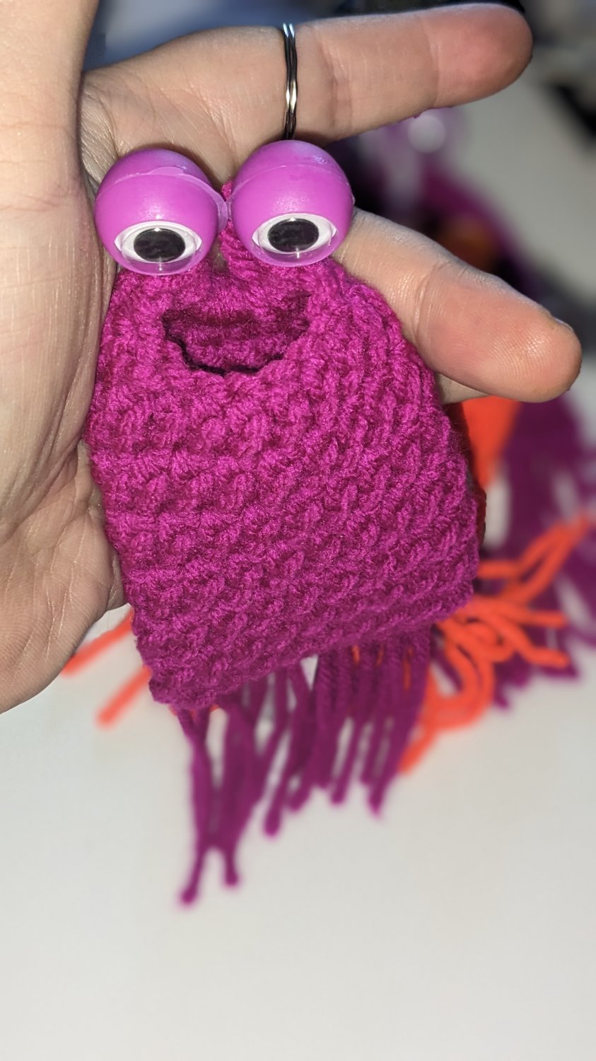 YIP YIP (Sesame Street Alien) Handmade Amigurumi Keychain - 6.5" Tall Collectible (Purple) [D]