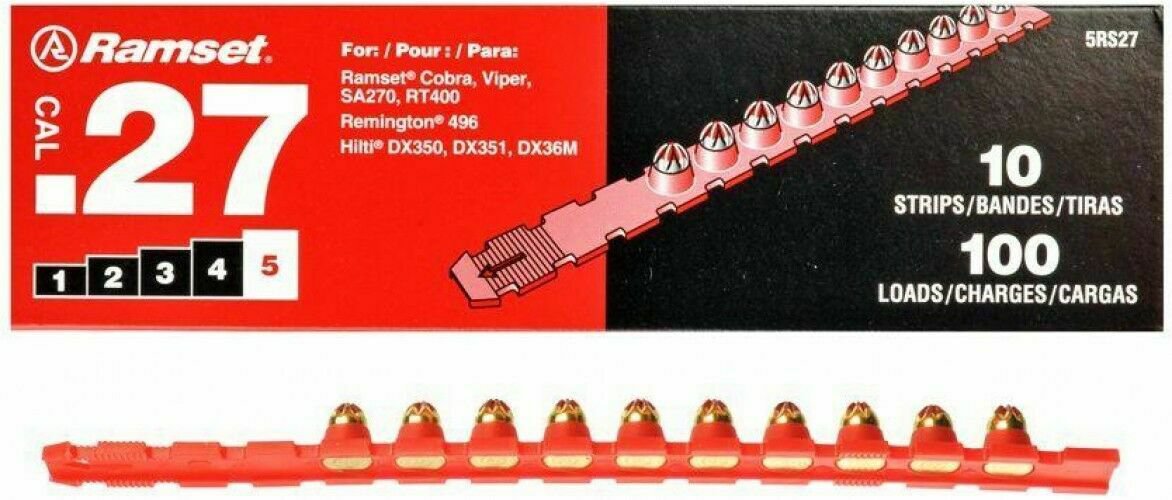 Ramset Concrete Caliber Red Strip Loads Cobra Viper Highest Power Load ...