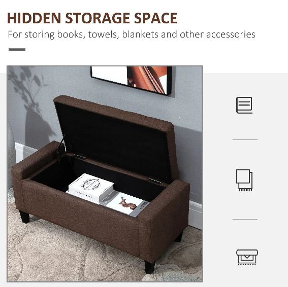 Homcom Linen Storage Ottoman Bench Storage Chest Tufted Ottoman Cube