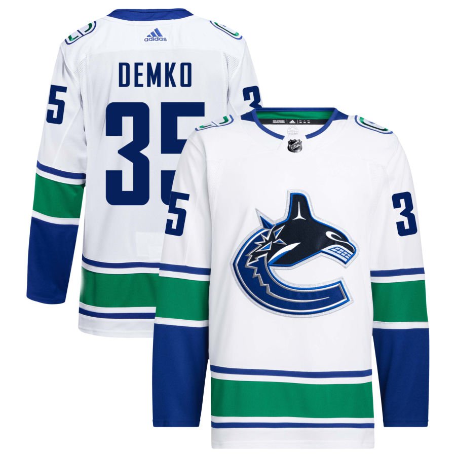 Vancouver Canucks #35 Thatcher Demko White Away Authentic Pro Jersey Vancouver Canucks #35 Thatcher Demko White Away Authentic Pro Jersey