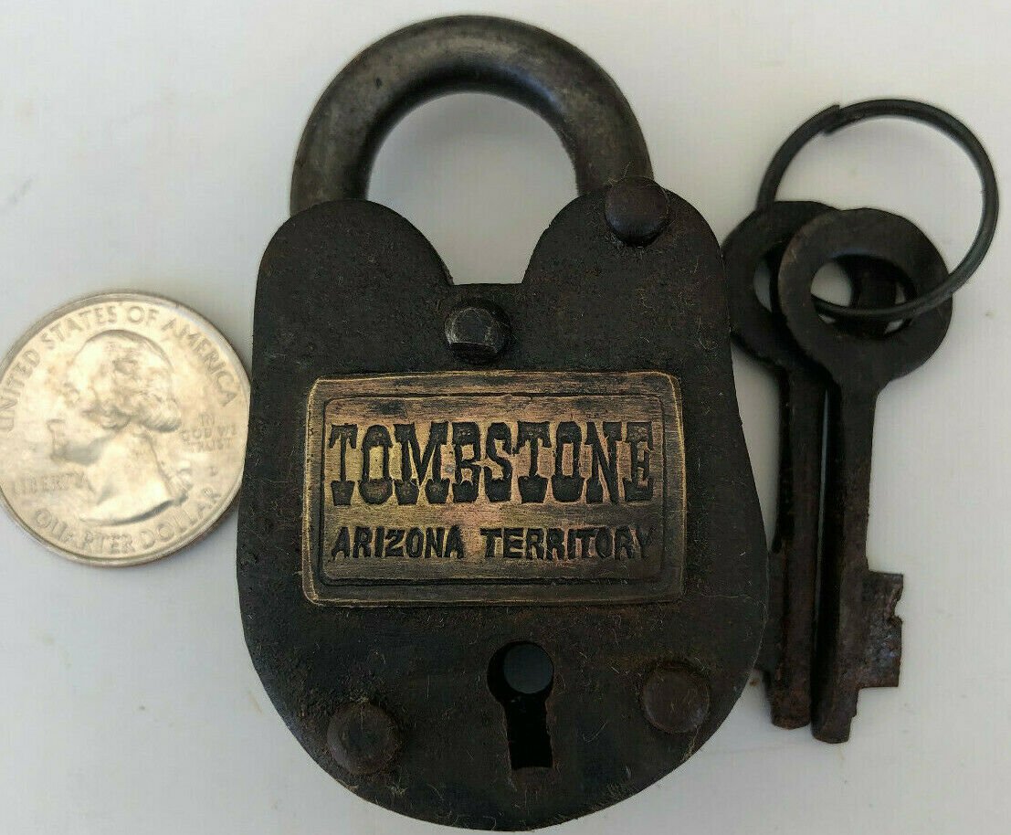 Tombstone Arizona Territorial Working Cast Iron Lock with 2 Keys ...