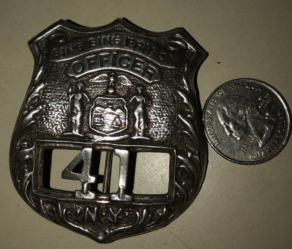 Vintage Sing Sing Prison Officer Badge, silver, shield
