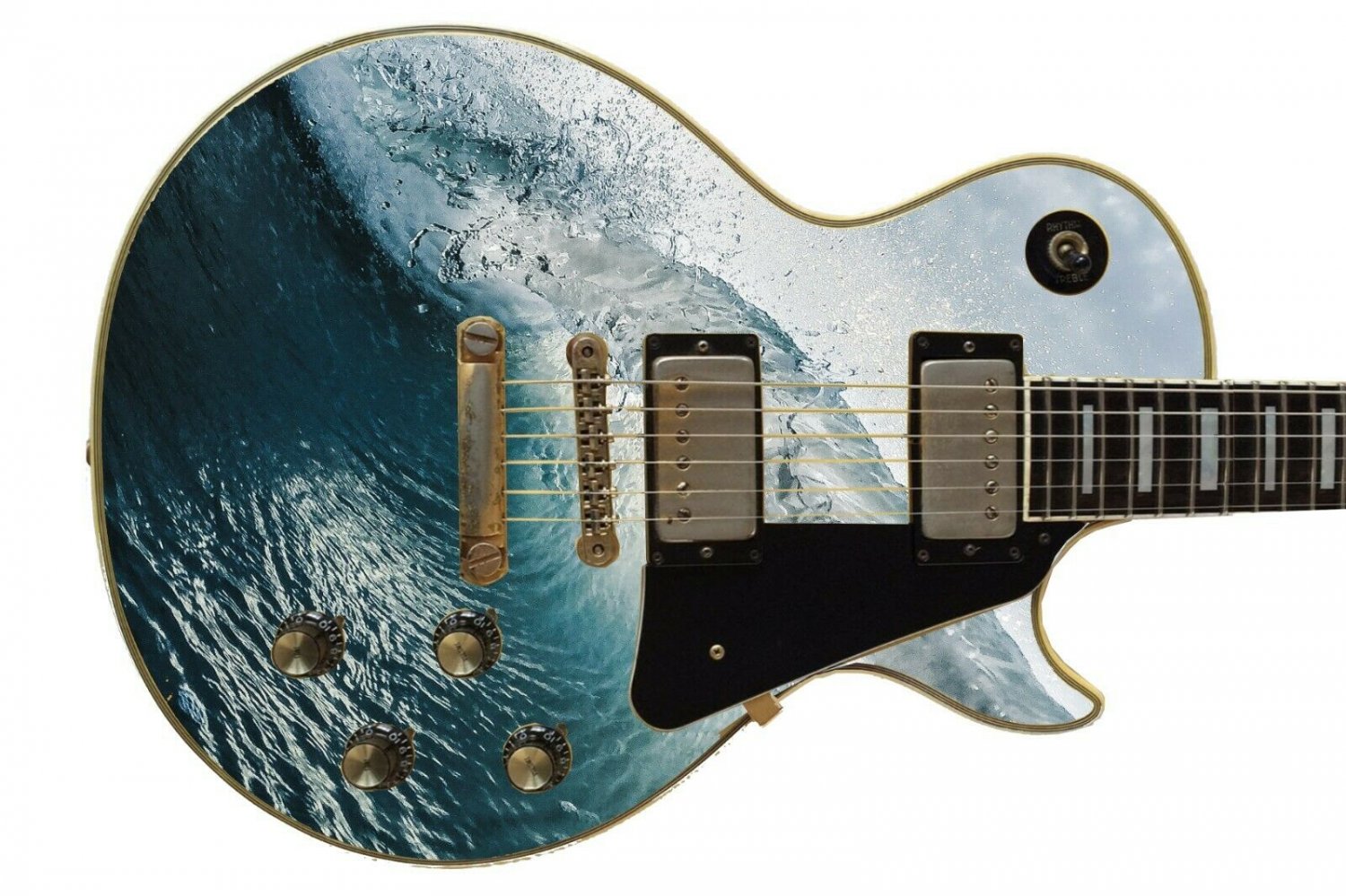 Guitar Skin Waves Roaring Ocean Deep Surf Swell Theme Wrap Vinyl ...