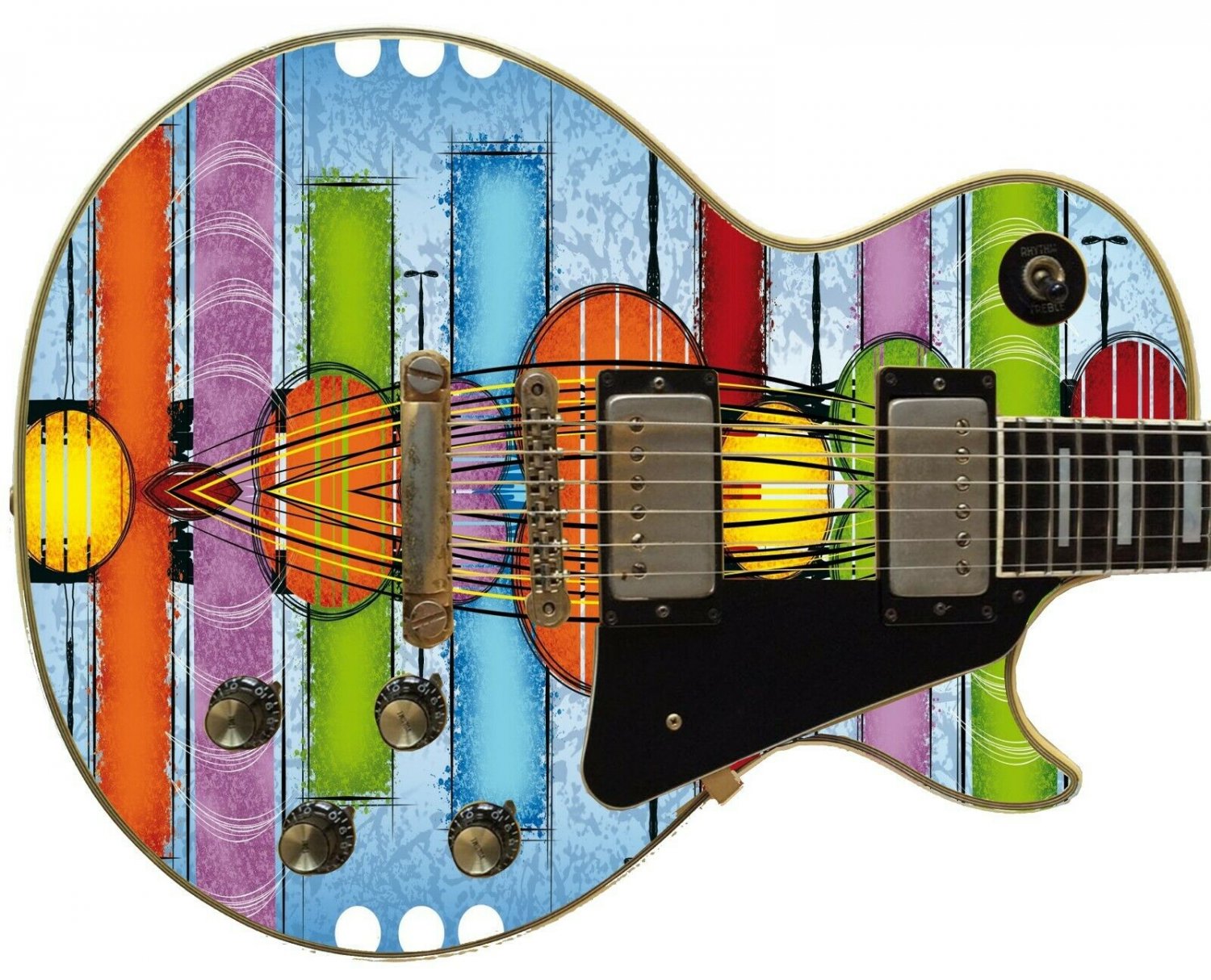 Guitar Skin Abstract blue vivid cool colorful wrap vinyl sticker decal ...