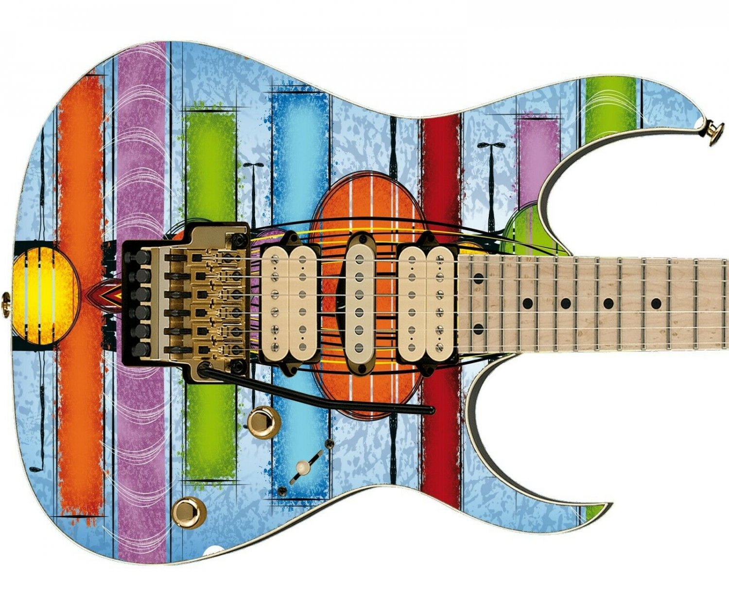 Guitar Skin Abstract blue vivid cool colorful wrap vinyl sticker decal ...